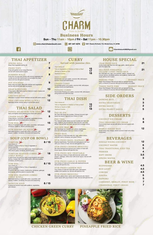 Charm Thai & Sushi is now open in Horizon West