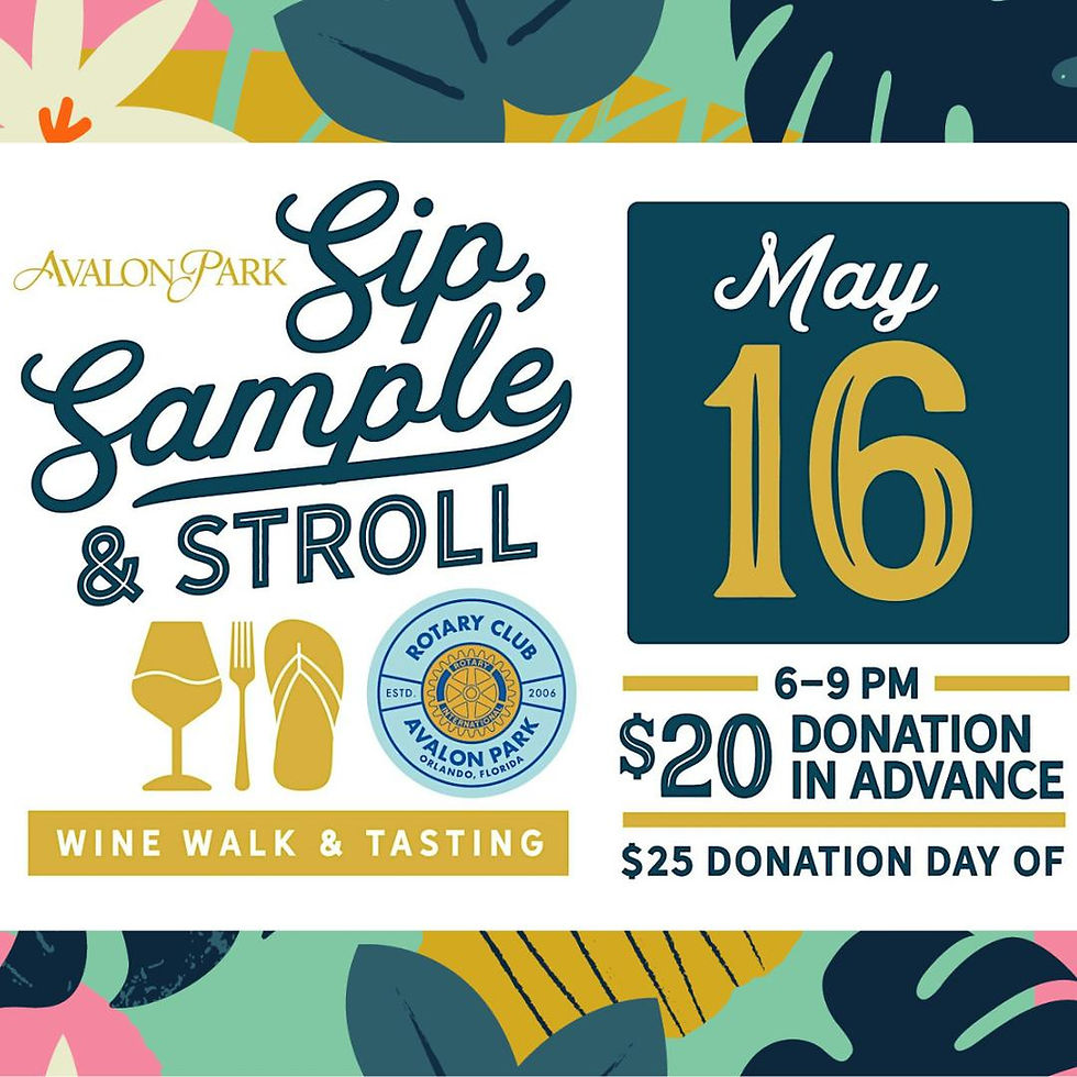 Come join the festivities at the 2024 Avalon Park Sip, Sample and Stroll