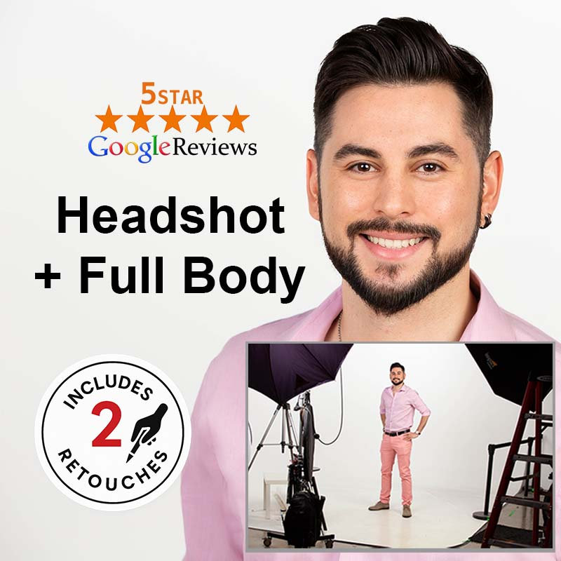 VIP Headshot + Full Body + 2 Retouches | Studio Redleaf