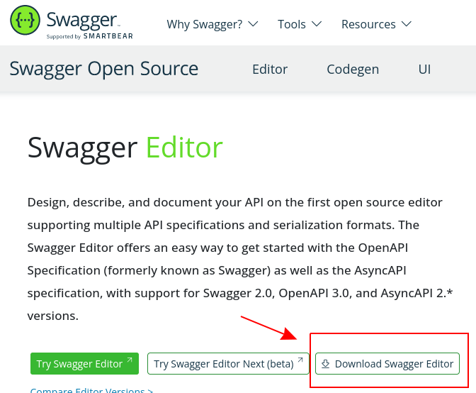 Swagger Editor (Open Api 3.x) - Installation