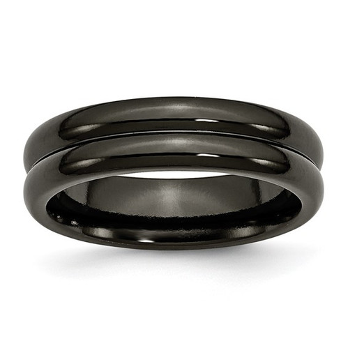 Titanium Black Ti Domed 6mm polished Band | Tresor 2023