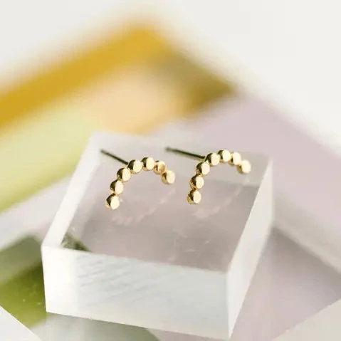 The Land of Salt - Hammered Dot Arch Stud Earrings in Gold | Arteesian