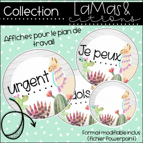 Collection Lamas et citrons - Plan de travail | La classe de Karine