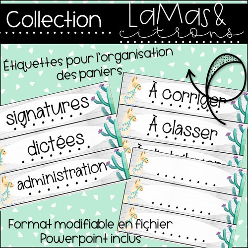 Collection Lamas et citrons - Étiquettes pour les paniers | La classe ...