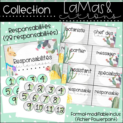 Collection Lamas et citrons - Responsabilités | La classe de Karine