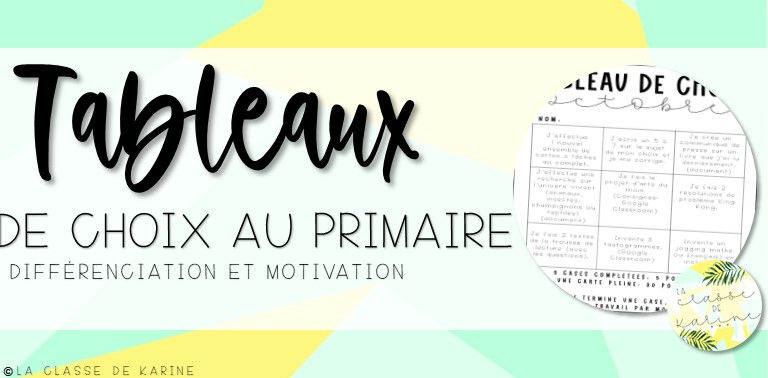 Les tableaux de choix au primaire