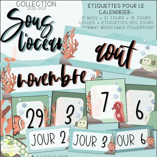 Collection Sous l'océan - Calendrier | La classe de Karine