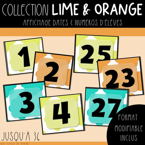 Collection Lime & Orange - Nombres | La classe de Karine