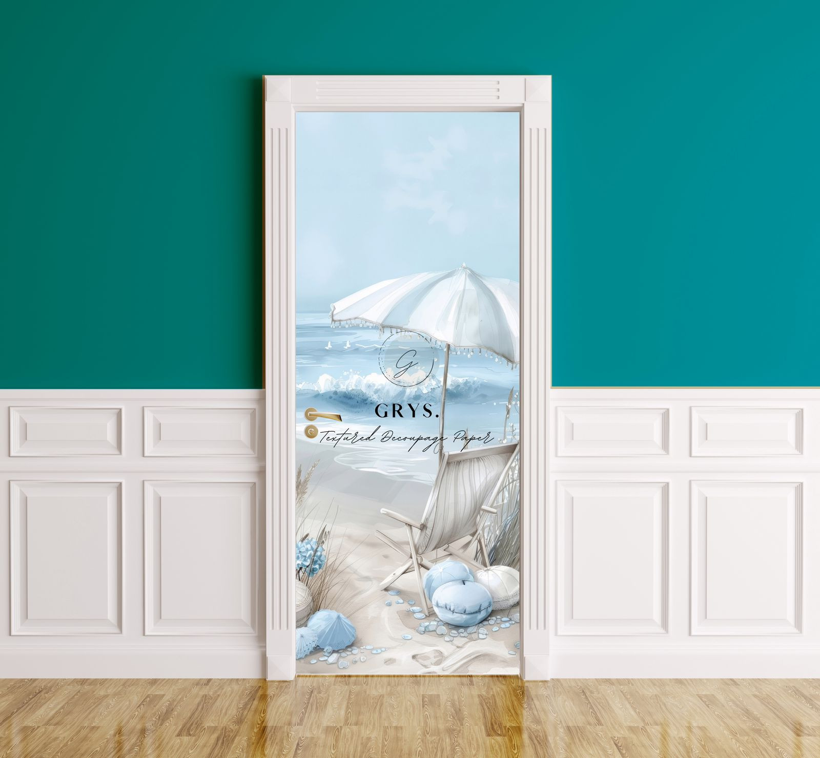 grys-textured-decoupage-paper-beach-chair-door