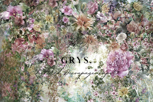 Grys. Textured Decoupage Paper- Flower Wall | Redesigns