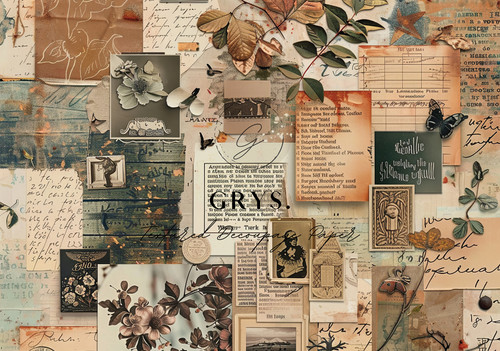 GRYS. Textured Decoupage Paper - Brown Collage | Redesigns