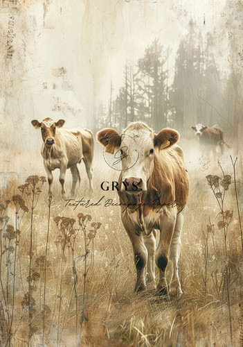 GRYS. Textured Decoupage Paper -Farmers Cow | Redesigns