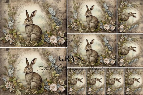 GRYS. Textured Decoupage Paper- Easter - Rabbit Wreath Bundle | Redesigns