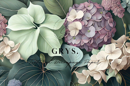 Grys. Textured Decoupage Paper- Hydrangea Display | Redesigns