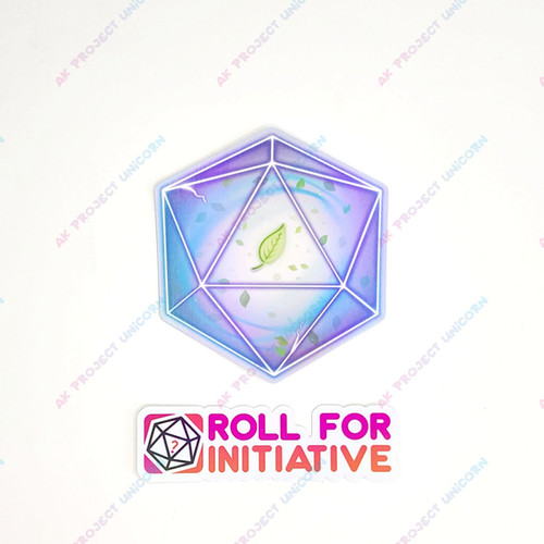 Holographic D20 Windy Leaf Sticker | AK Project Unicorn
