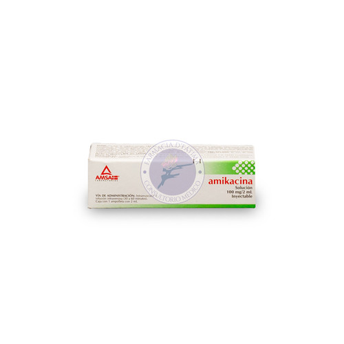 Amikacina (Amsa) solución inyectable 100mg/2ml ampolleta con 2ml ...