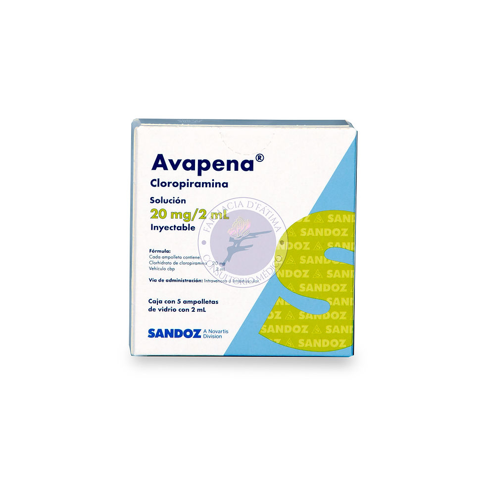 Avapena (cloropiramina) solución inyectable 20 mg/2 ml 5 ampolletas con ...