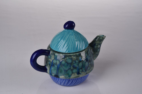 Miniature Blue Marble Teapot | Jessica's Tileworks