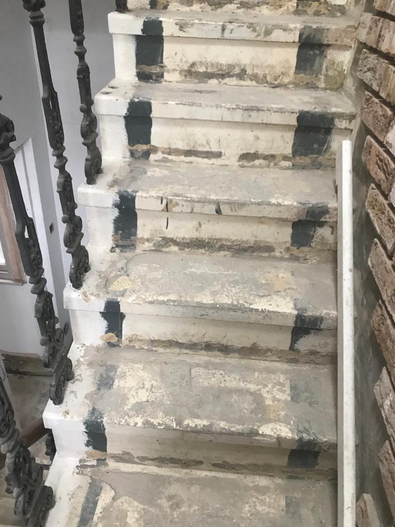 Sandblasting a stone staircase on Clapham Common | Sandblasting Company Ltd
