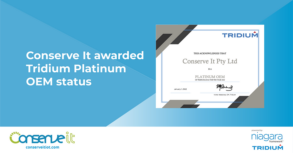 Conserve It awarded Tridium Platinum OEM status