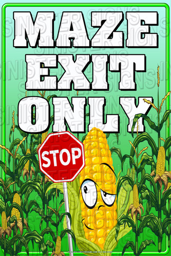 Exit maze here 12"x18" | Sinister Signs