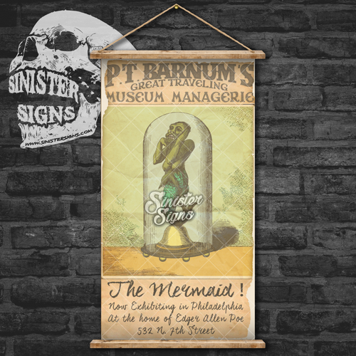 P.T. Barnum's Mermaid Wall Hanging | Sinister Signs