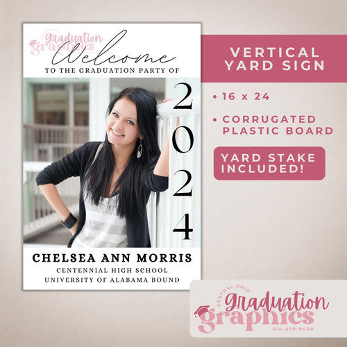 Modern Graduation Party Welcome Vertical Yard Sign | On Site Signs Ohio