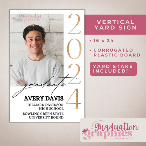 Gold Graduate Vertical Yard Sign | On Site Signs Ohio