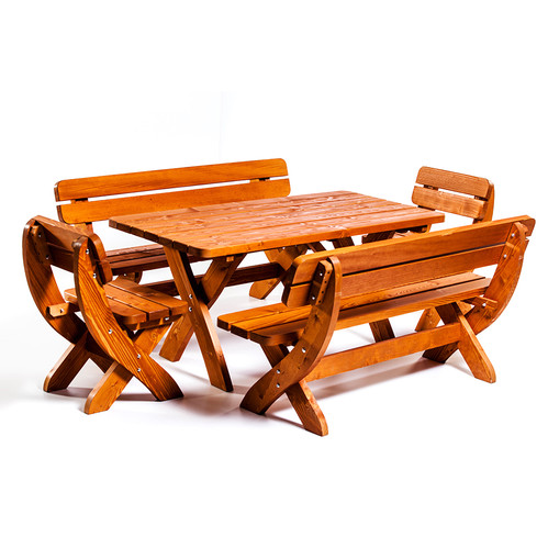 Set Mobilier Gradina - Wien, 160 cm, lemn, cires, 8 persoane | Treva