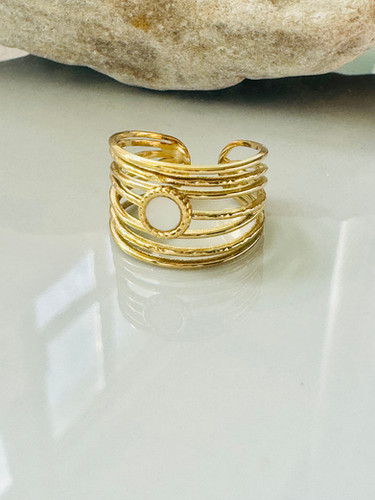 Gold Banded Mother Of Pearl Ring | Bijou By Jules