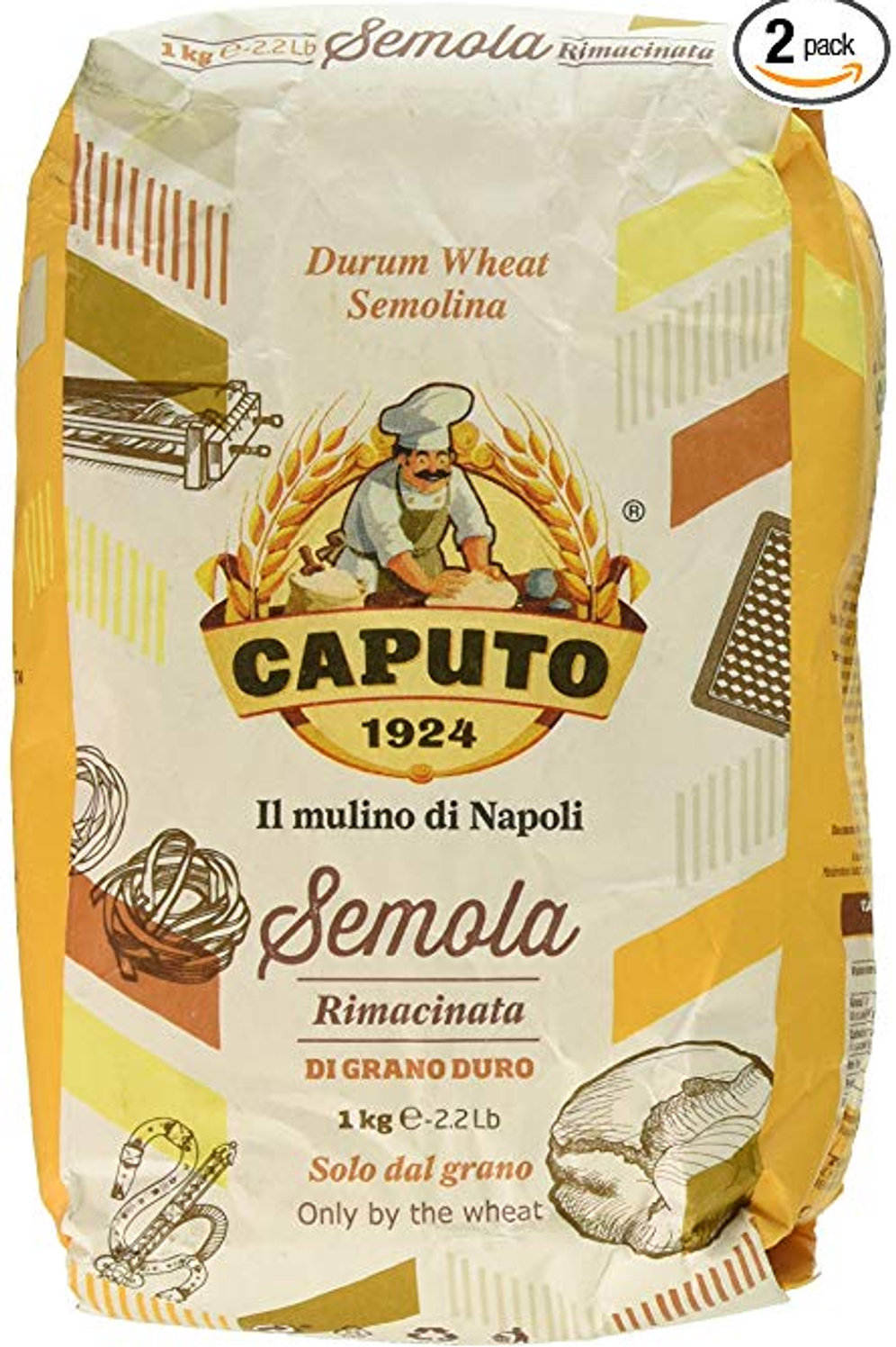Caputo Semola Di Grano Duro Rimacinata Semolina Flour 1 kg Bag (2.2 ...