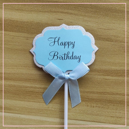 Cake tag - Paper Tag Blue Happy Birthday - No.087 | Petissier SG