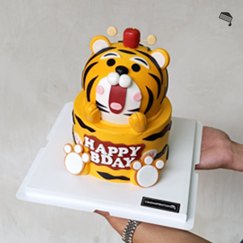2 tier tiger cream cake | Cakeinspiraton SG