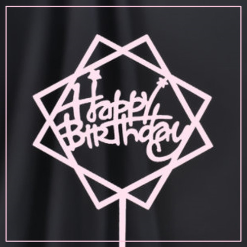 Cake tag - pink - hex - happy birthday - No.043 | Petissier SG