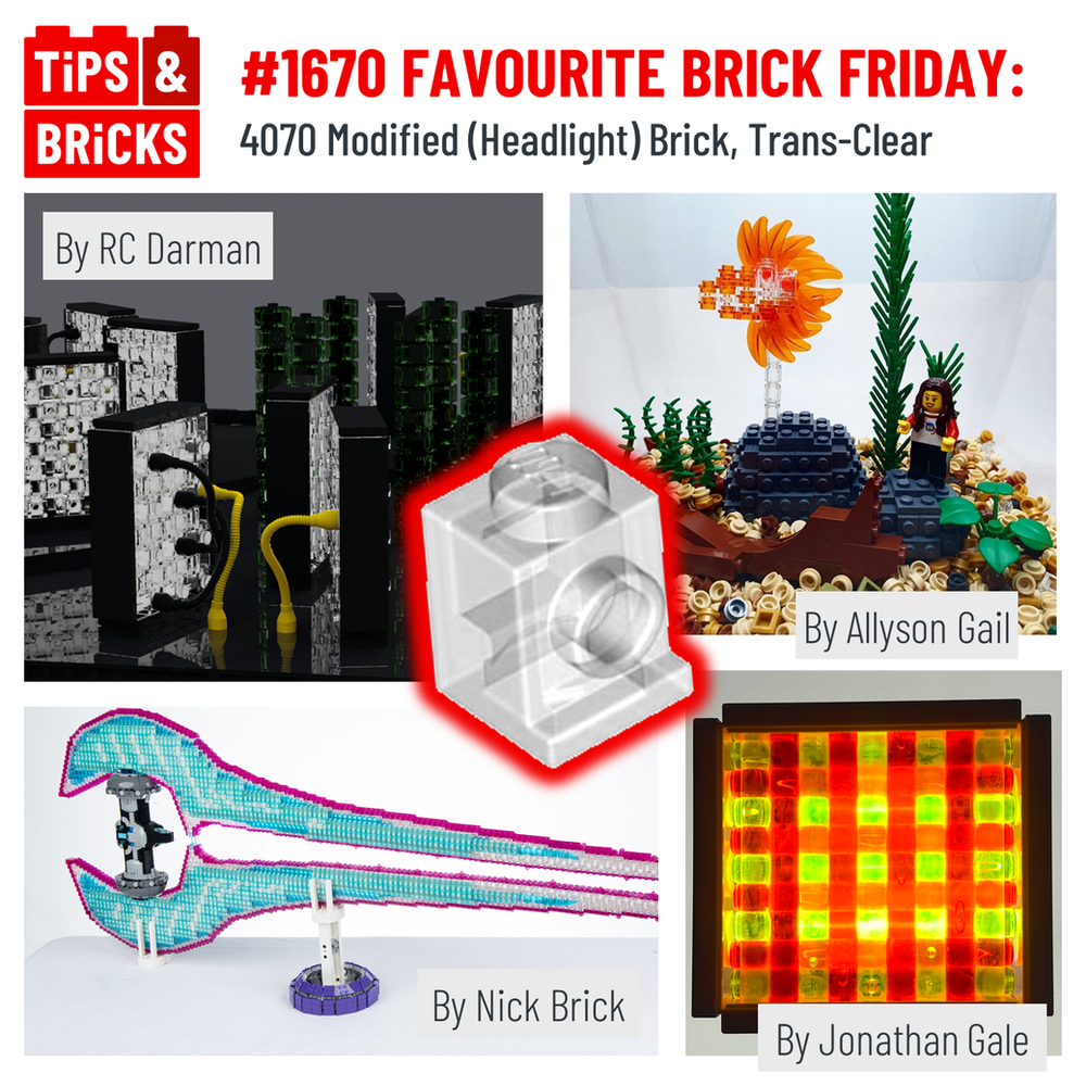 #1670 FAVOURITE BRICK FRIDAY: 4070 Modified (Headlight) Brick, Trans-Clear