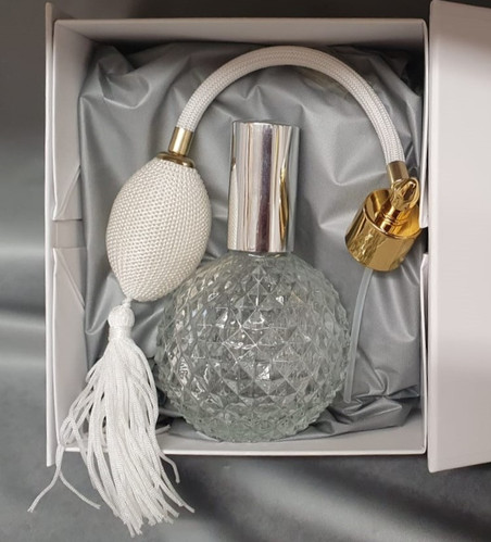 PREMIUM FRAGRANCE GLASS BALL WHITE PUFFER 100ML WITH FREE 10ML ROLL ON ...