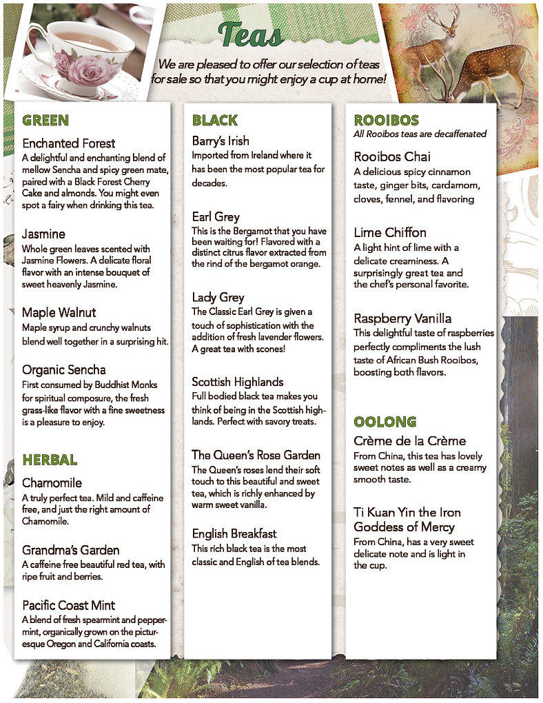 Tea Menu | Muirs Tea Room Cafe