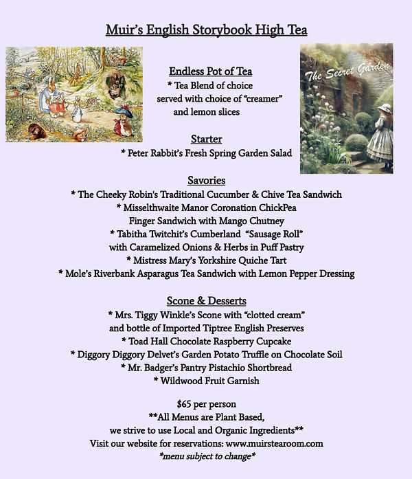 May High Tea Menus | Muirs Tea Room Cafe