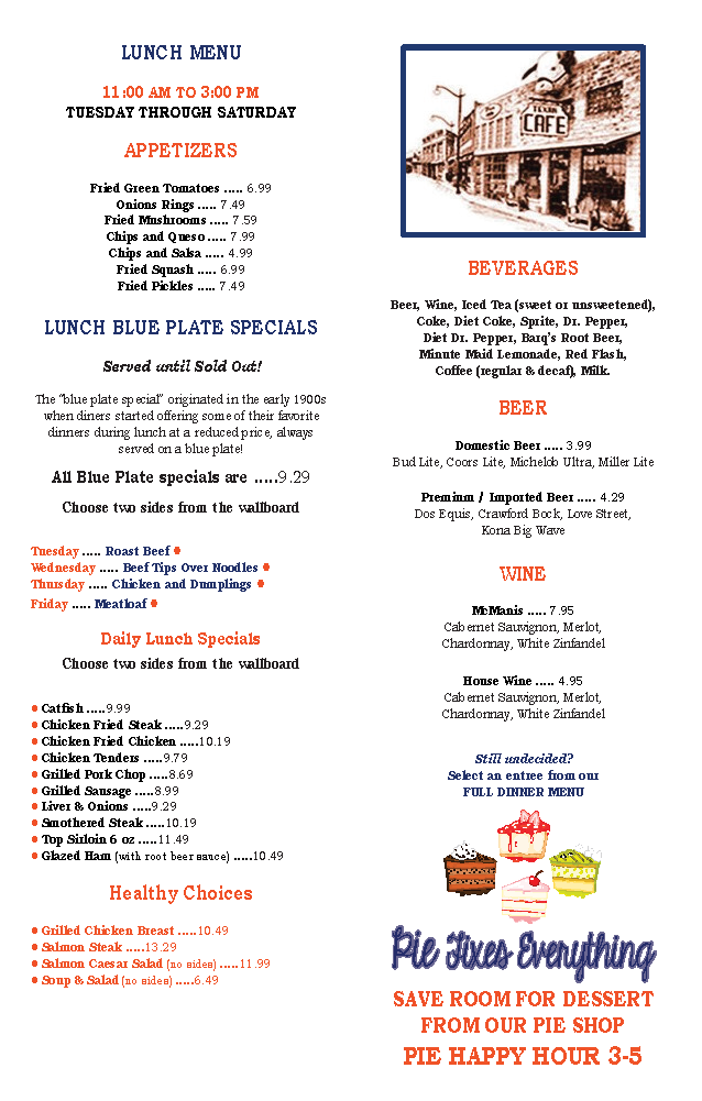 Menu | The Texan Cafe