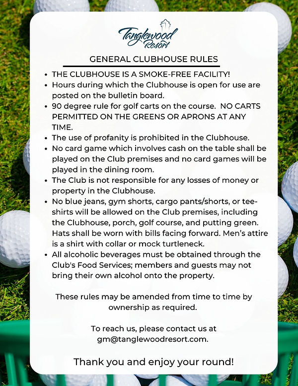 Golf Course Rules | Tanglewood New