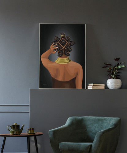 Foiled Framed Beauty Beyond Borders Illustrated Portrait - Bantu Knots ...