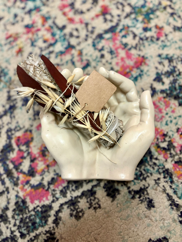 Antique White Hand Poured Cement Hands | RejuveNate - Plants