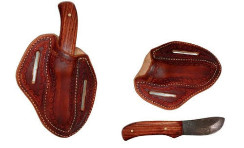 KN310 Damascus Steel Skinner in Paddle Sheath | Pens By Glenn
