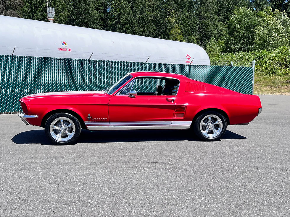 1967 Mustang Fastback Red White Stripes | mainly-muscle-cars