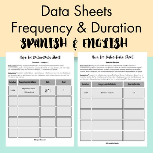 Behavior Data Sheets (Frequency & Duration) SPANISH | Bilingual Behavior