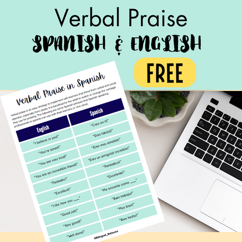 Verbal Praise Phrases SPANISH & ENGLISH | Bilingual Behavior