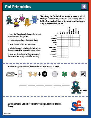 Pal Printable 4 | Solving Fun