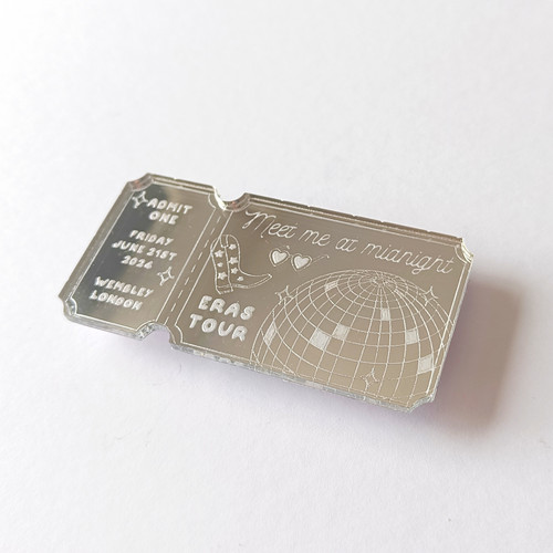 Concert ticket acrylic badge | paperlobster