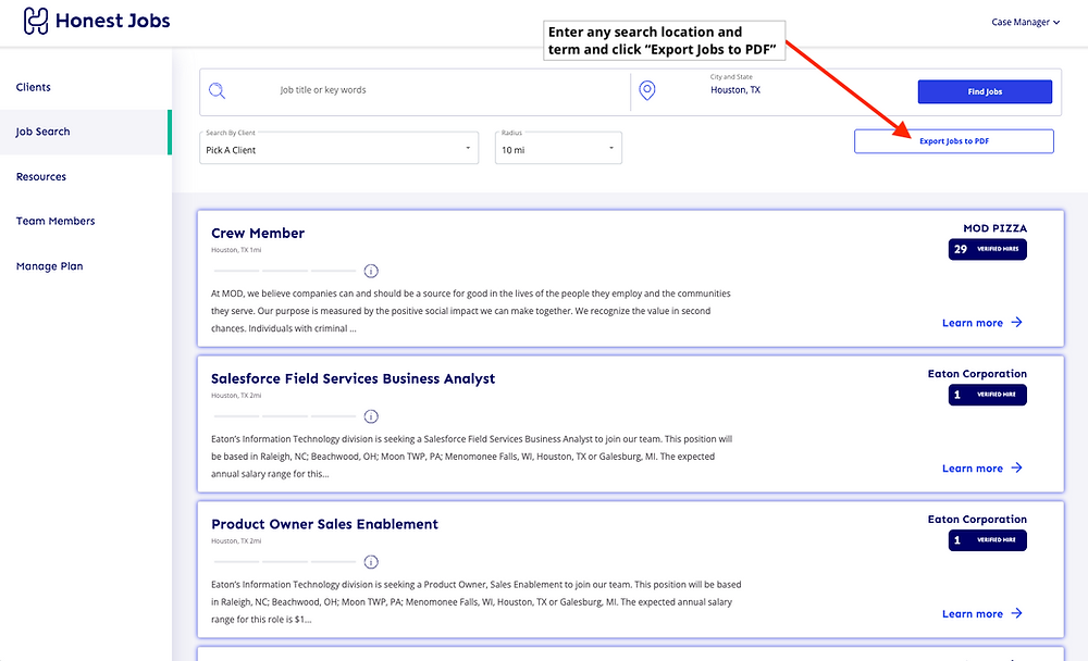 Honest Jobs Introduces 'Export Jobs to PDF Feature' for Reentry Navigator