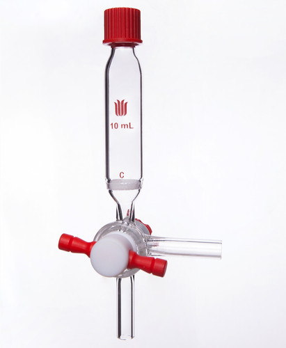Peptide Synthesis Vessel, Solid Phase, T-Bore Teflon Stopcock | Labware E-shop